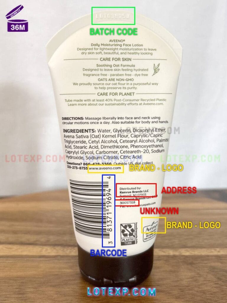 Aveeno Batch Code Checker | Cosmetic calculator - Batch code checker