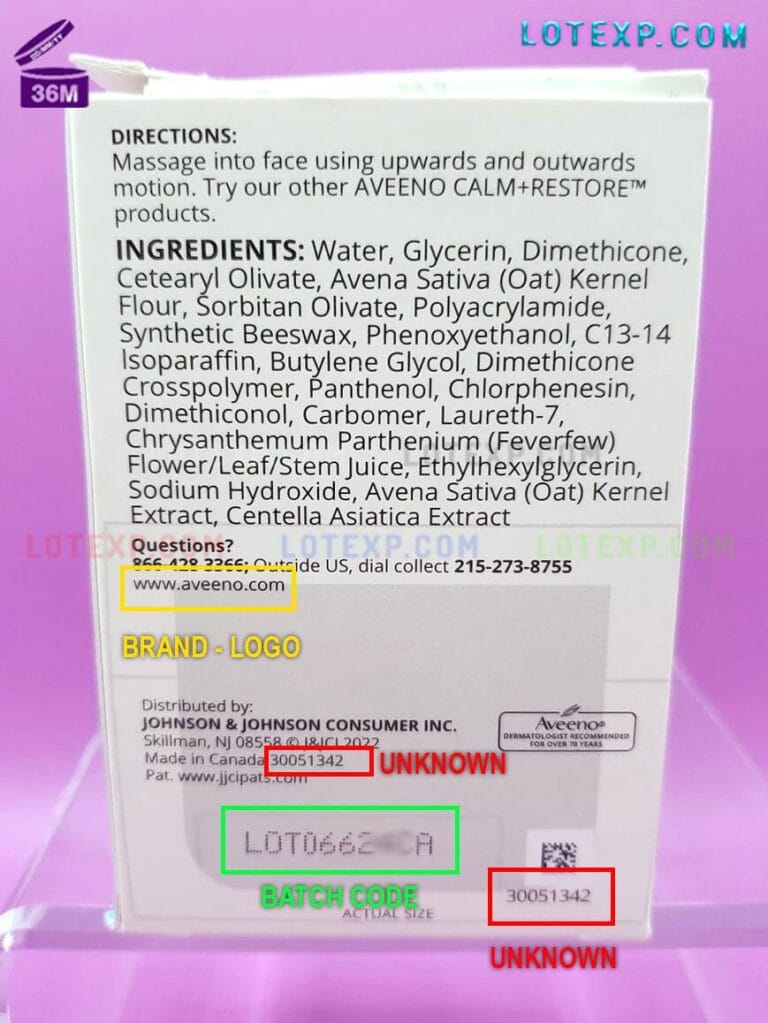 Aveeno Batch Code Checker | Cosmetic calculator - Batch code checker